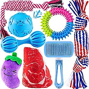Heibizi Puppy Toys for Teething Small Dogs, Dog Toys for Small Dogs, Puppy Teething Chew Toys, Small Dog Toys Pack with Stuffed Squeaky Toys, Dog Ball, Ring Toy, Rope Toy