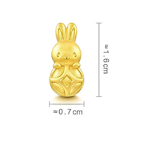 CHOW SANG SANG 999 24K Solid Gold Mini Charm Lucky Rabbit Charm Bracelet for Women 93680C