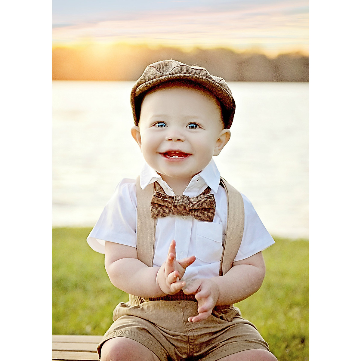 Born to Love Baby Boys Hat Tweed Page Driver Cap, Beige, 12-18 Months