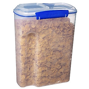 Sistema Cereal Food Storage Container with Flip Top Spout, Dishwasher Safe, 17.75-Cup, Clear/Blue