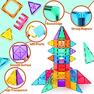 LUDILO 146PCS Magnetic Tiles Building Blocks Set for Kids Magnetic Blocks Magnet Tiles Building Toys 3D Clear Magnetic Toys Preschool Learning Stem Toys for 4 5 6 7 8 9 Year Old Girls Boys Xmas Gifts
