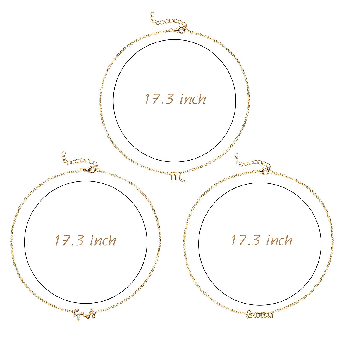 PANTIDE 3Pcs Scorpio Zodiac Layer Necklaces for Women Retro Gold Plated 12 Constellation Pendant Letter Necklace Exquisite Letter Horoscope Old English Zodiac Sign Necklace Jewelry Birthday Gift(Gold)