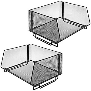 MyGift Deluxe Stackable Metal Wire Mesh Fruit & Produce Basket Rack, Kitchen Stacking Storage Bin, Set of 2