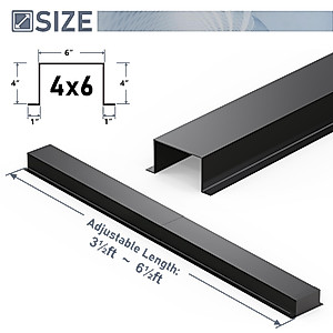 Flamorrow Metal Line Set Cover Kit, Decorative AC Line Cover Kit for Mini Split Air Conditioners and Central AC, Heat Pump Systems, 6 x 4 inch, Black