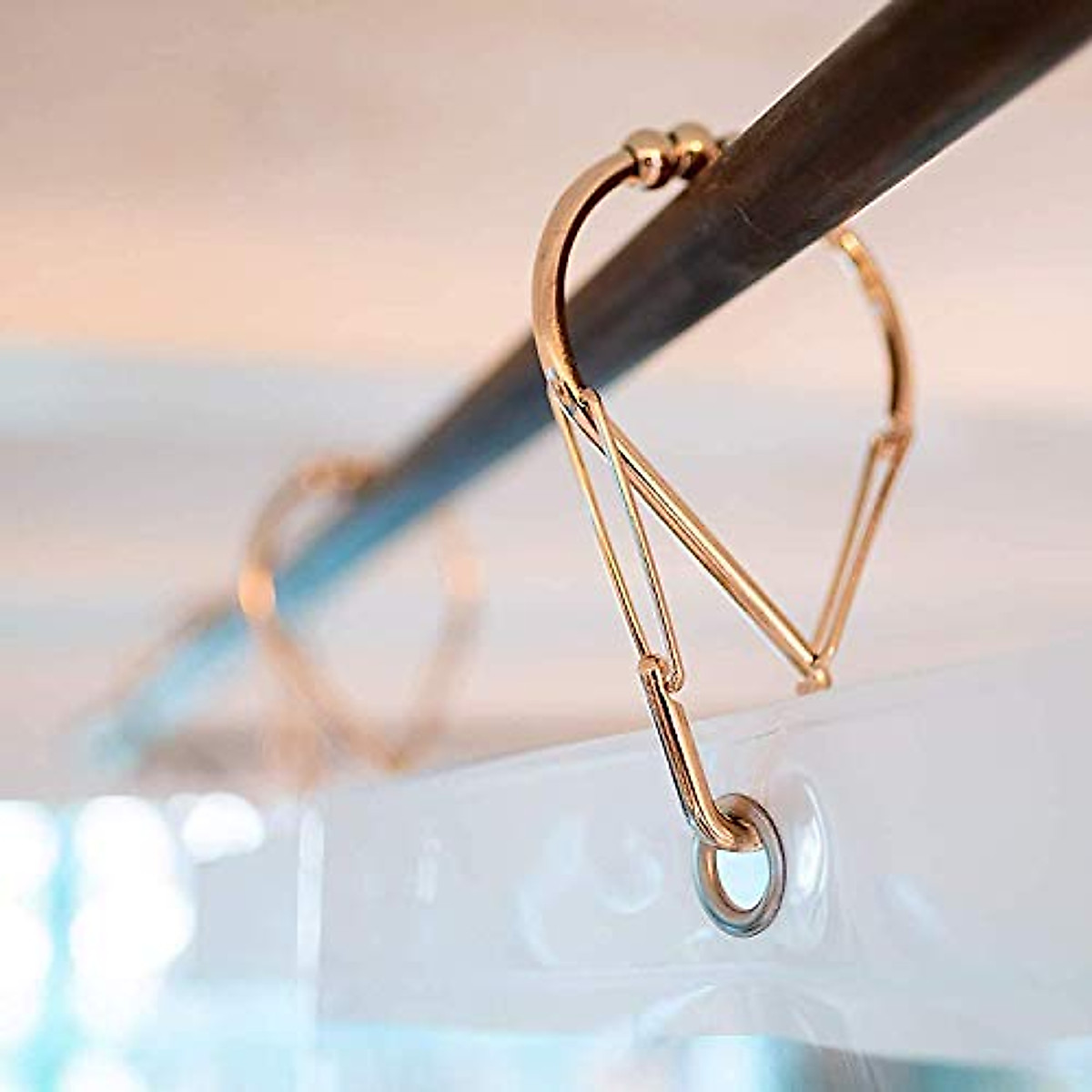 Kent & West - Shower Curtain Hooks | Easy to Install | Patented Design | Chrome Finish | Metal Rollers | Glides with Ease | Spring Loaded Gates | Set of 12