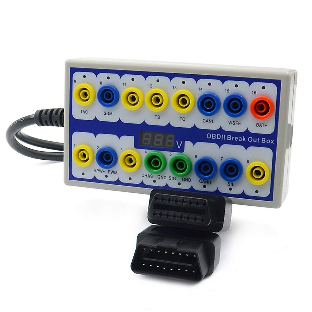 OBD 2 Breakout Box - OBD 2 Protocol Detector Tester Auto Car Tools Diagnostic Connector Breakout Box Detector Repair with Connection Cable