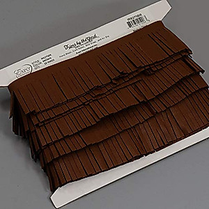 Trims by the Yard 2" Premium Vegan Leather Fringe Trim | Brown | (5 yard cut)