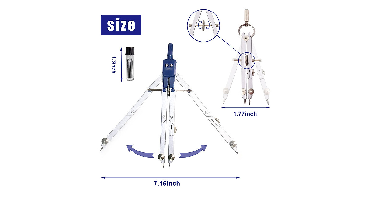 Professional Metal Drawing Compass Kit for Geometry & Drafting