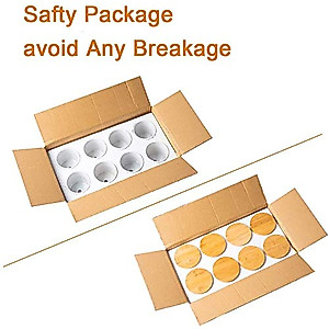 EFISPSS Succulent Plant Pots, 3.2 inch Ceramic Flower Pot with Bamboo Tray, Small Cactus Planter Pots with Drainage Holes, 8 Pack (Plants NOT Included) (White)