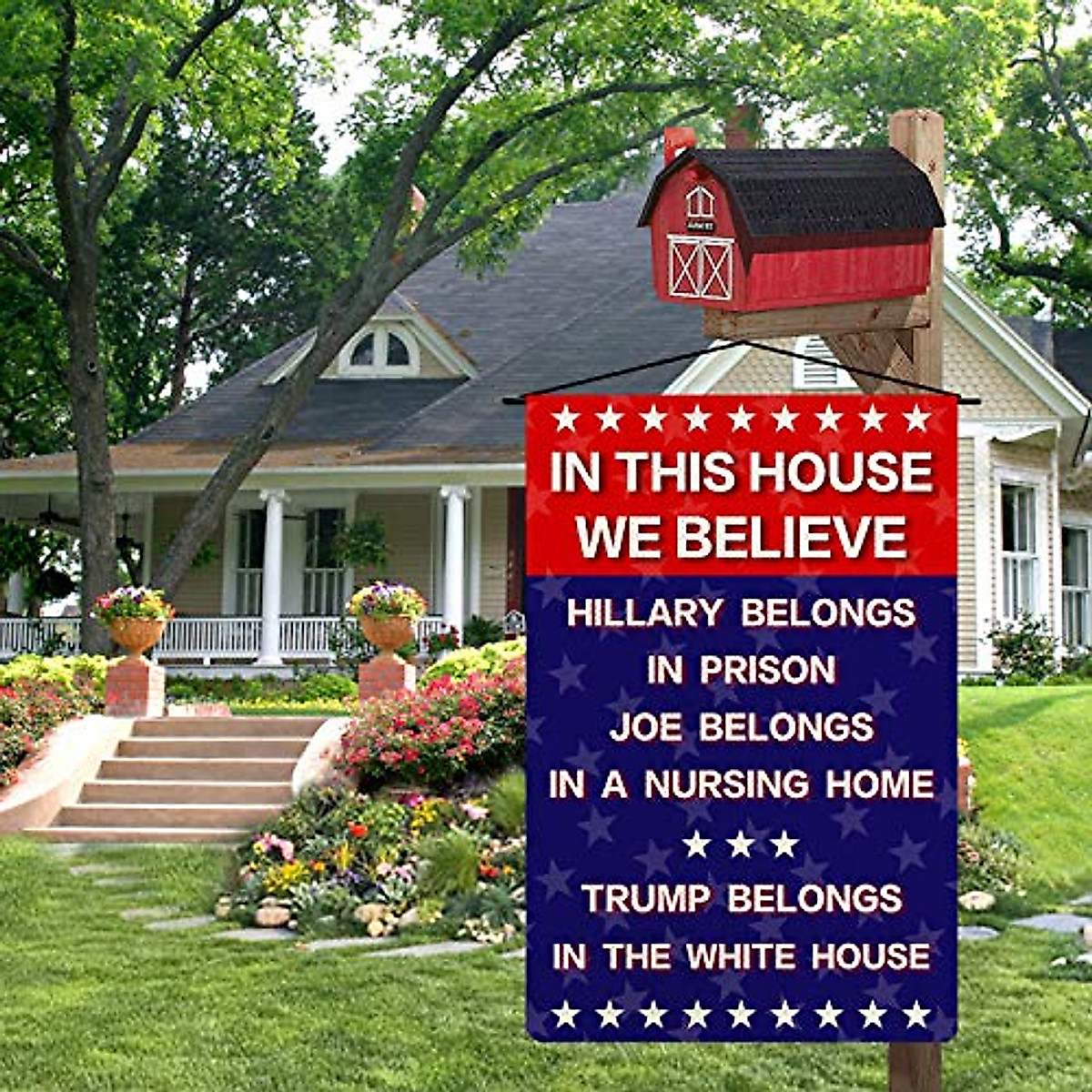 COSKAKA Anti Biden Outdoor Yard Sign Trump Republican Joe Biden Nursing Home Funny Flag Double-Sided Flag for Lawn and Garden 12.5 x 18
