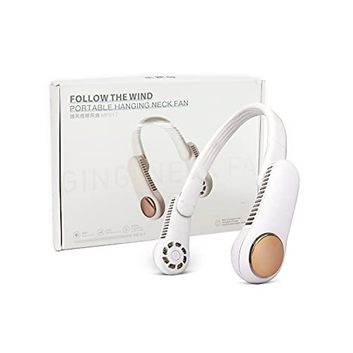 KDO Upgraded Portable 350°Rotation Bladeless Personal Neck Fan ,Rechargeable 2400 mAh battery, Leafless &Foldable Hand Free Neck Hanging USB Whisper Quiet Headphone Design for home, Outdoor, Sports, Travel, office Fan