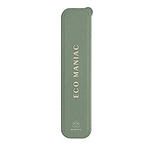 Designworks Ink Reusable Cutlery Set Utensils for Lunch Box, 7-Piece, Forest Green - Eco Maniac Plastic Flatware with Forks, Spoon, Knife, Chopsticks, Metal Straw in Portable Travel Case