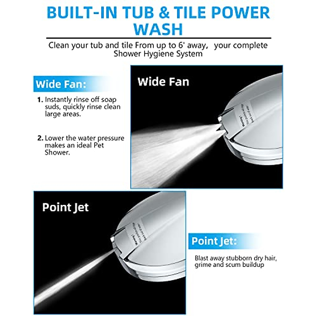 Shower head ushalhue hand held shower 10 Spray Mode High Pressure Showerhead,59.05" Stainless Steel Hose Adjustable Bracket Filter Shower Head, Remove Chlorine and Harmful Substance (silvery1)
