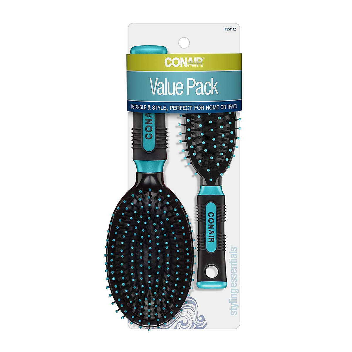 Conair Professional Full and Mid Size Nylon Cushion Brush Set, Colors may vary