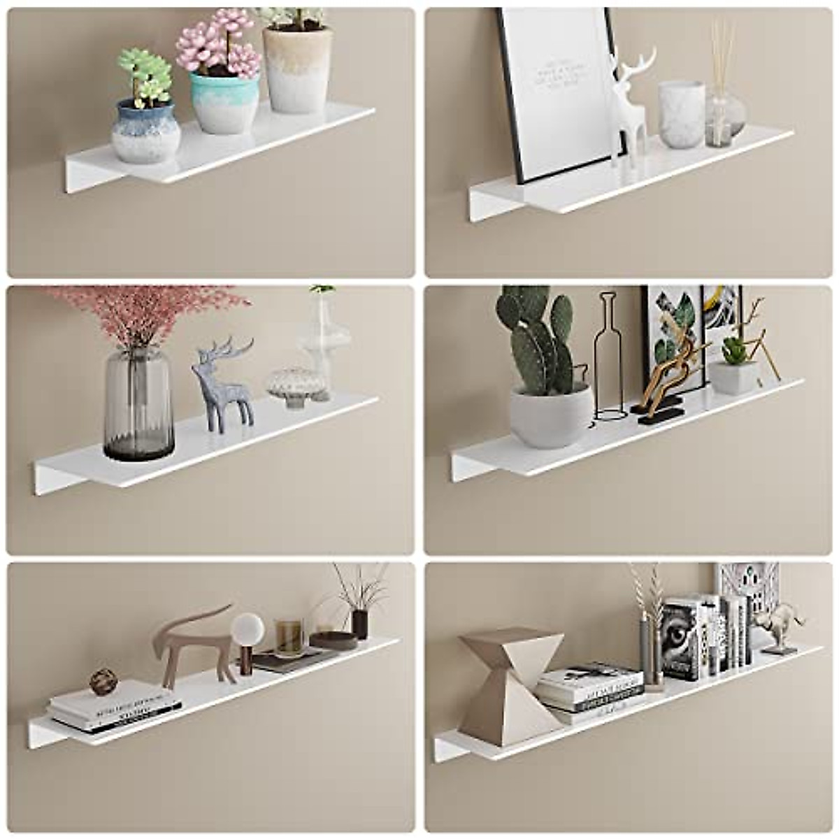 Veefos Floating Shelf Bathroom Shelf Wall Mounted, Metal Small Wall Shelf Bathroom Storage Shelf Bathroom Organizer for Vanity, Aluminum, White(1 Pack, 11.6 inch)