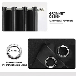 ZHAOFENG Black Velvet Curtains 108 inches with Grommet, Soft Luxury Sunlight Dimming Heat Insulated Privacy Protect Velour Drapes for Bedroom, 2 Panels, W52 x L108 Inches