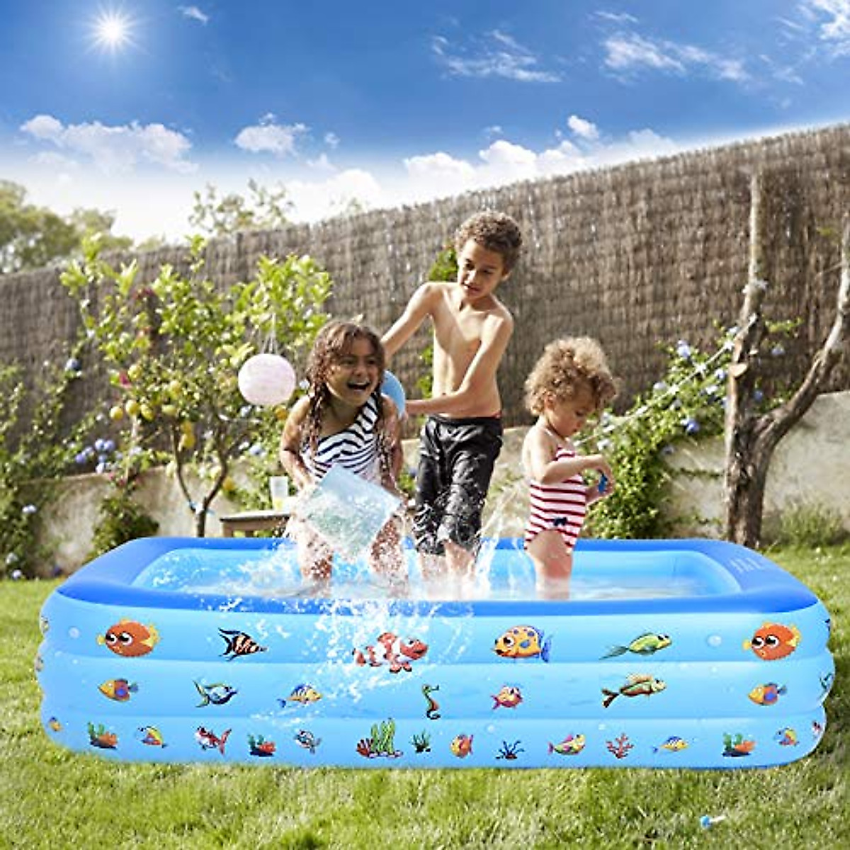 Inflatable Pool, 98.4" X 66.9"X 21.7" Swimming Pool for Toddlers, Adult, Kids, Infant, Full-Sized Inflatable Blow Up Kiddie Pool for Summer Swim Center, Outdoor, Garden, Backyard,