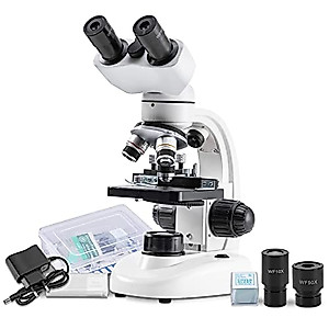 Compound Binocular Microscope,WF10x and WF25x Eyepieces,40X-2000X Magnification, LED Illumination Two-Layer Mechanical Stage,Microscope for Adults