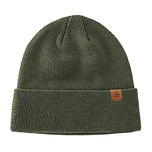 Home Prefer Men's Winter Hats Acrylic Knit Cuff Beanie Cap Warm Daily Beanie Hat Army Green