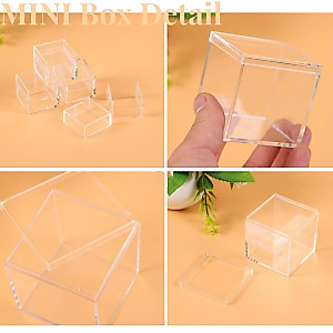 LOVPLAY Acrylic box with Lid Clear 12 Pack Small Acrylic Square Cube Containers Plastic Storage Box 1.77x1.77x1.77Inch/45X45X45mm for Birthday Valentine's Day Party Favor Candy Pill and Tiny Jewelry