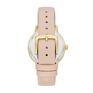 Kate Spade New York Women's Metro Quartz Metal and Leather Three-Hand Watch, Color: Gold, Nude (Model: KSW9039)