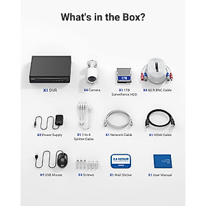 ANNKE Security Camera System, 3K Lite 5-in-1 H.265+ 8CH DVR with 1TB Hard Drive and (4) 1080p (2MP) Weatherproof Surveillance Wired Cams, AI Human/Vehicle Detection, 100ft Night Vision, Email Alert