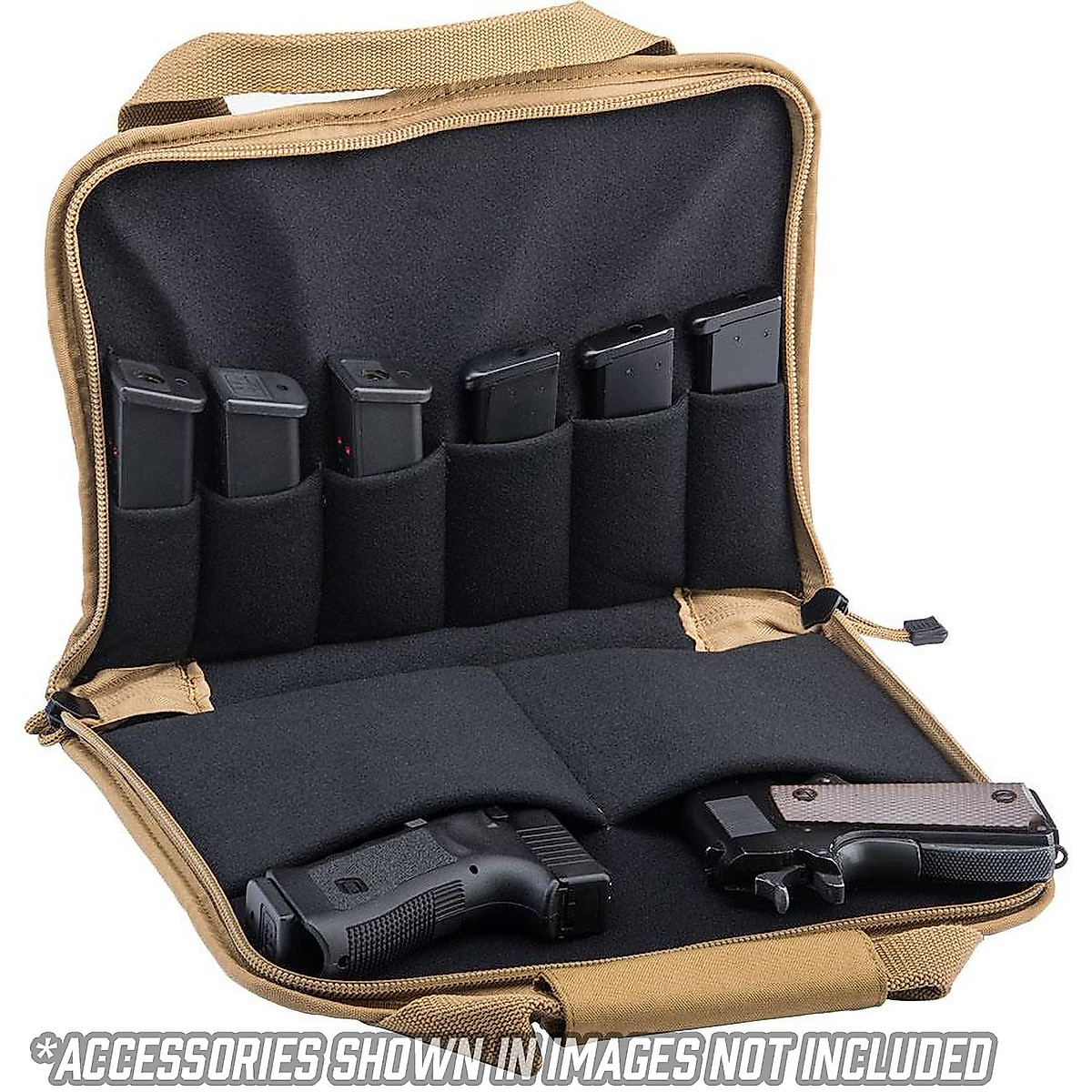 Evike 12"x14" Padded Double Airsoft Pistol Handgun Carrying Case (Color: Tan) - (PID: 50631)
