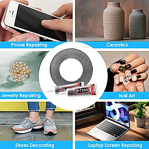 HQMaster Adhesive Sticker Tape, Tweezers, B7000 Adhesive Glue for Use in Cell Phone Repair Double Sided Layer Strong Adhesive Tape Long Roll (2mm x 50 m)