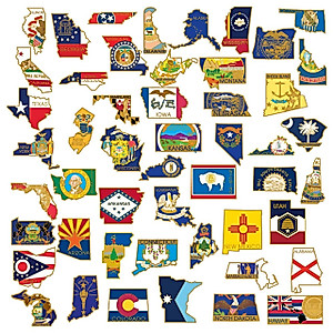 PinMart Set of 50 State Shape Flag Lapel Pins – Complete United States of America Pin Set – Gold Plated Enamel US State Shirt Pins – Great Commemorative/Promotional Gift