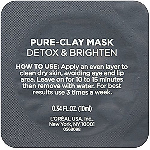 L'Oréal Paris Skincare Pure-Clay Face Mask Trial Size Set, Includes 3 Different Face Masks Made With Charcoal, Red Algae and Eucalyptus, Set