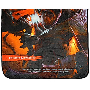 Bioworld Dungeons and Dragons D&D Player's Handbook Fifth Edition Design Plush Throw Blanket