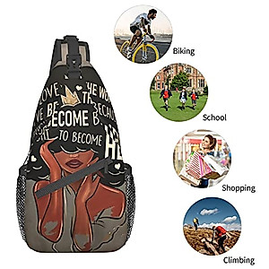 Tinysky African Girl Sling Bag Crossbody Shoulder Backpack Crossbody Bag for Women Sport Cycling