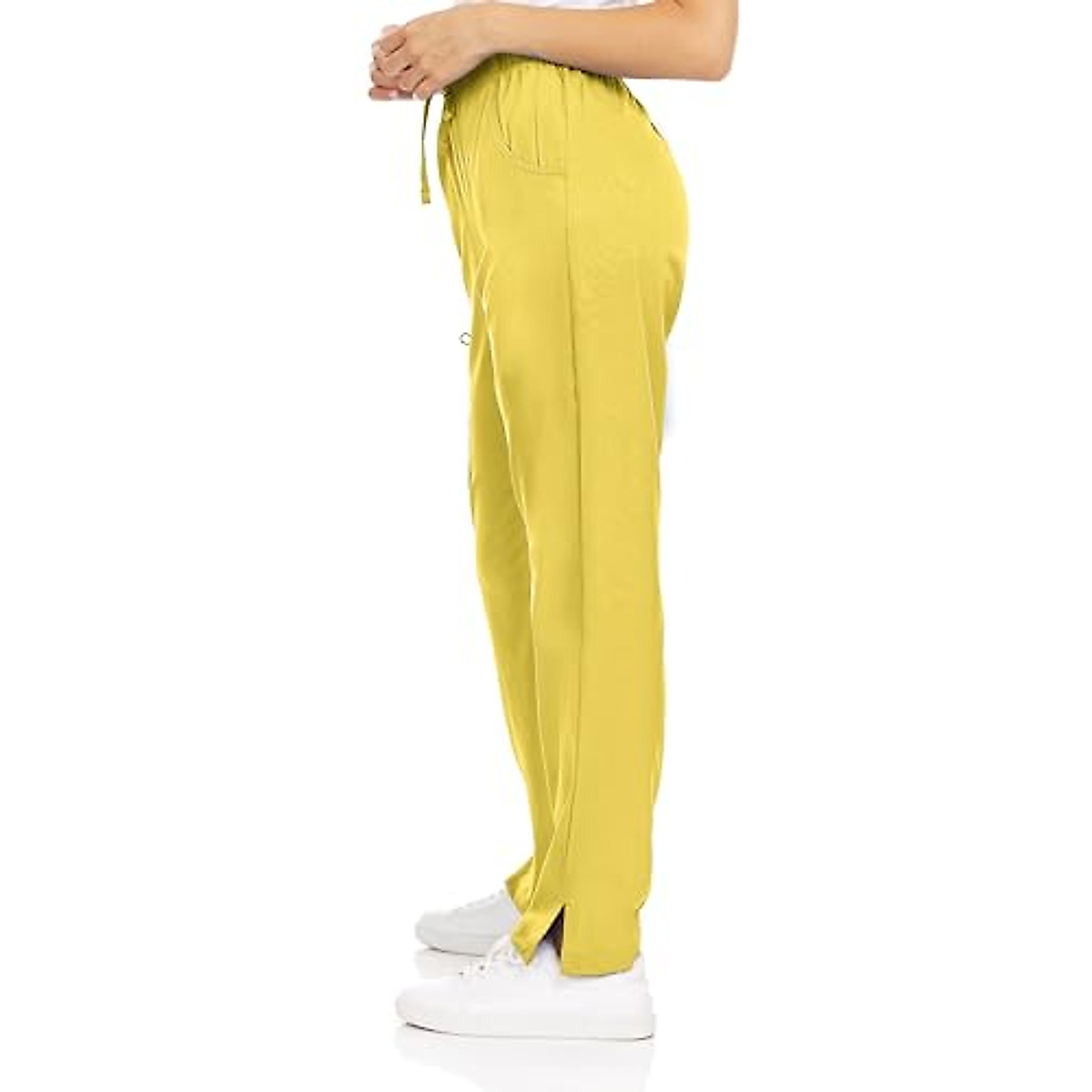 MediChic Mini Marilyn Womens Scrubs 4-Way Stretch Straight Leg Six Pocket Pants with Cargo Pockets Yellow