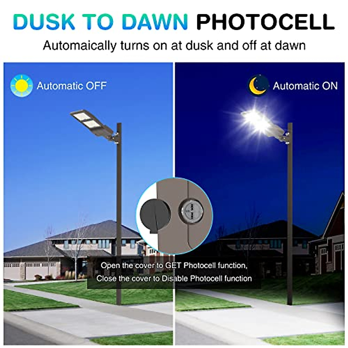 NUOGUAN 100W LED Barn Lights 12000LM & 400W LED Parking Lot Light 56000LM Photocell ETL Listed, 5000K IP65 Waterproof Commercial Street Area Lighting