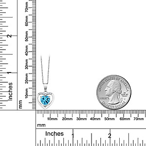 Gem Stone King 10K White Gold 6MM Heart Shape Gemstone Birthstone and White Diamond Pendant Necklace | Gold Necklace for Women | With 18 Inch Chain