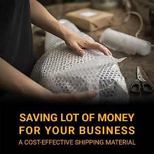 Bubble Cushioning Wrap Roll 2 Pack 3/16" Air Bubble 12 Inch x 74 Feet Total, Perforated Every 12 Inch with 20pcs Fragile Stickers Packing Supplies for Heavy-Duty Moving Shipping