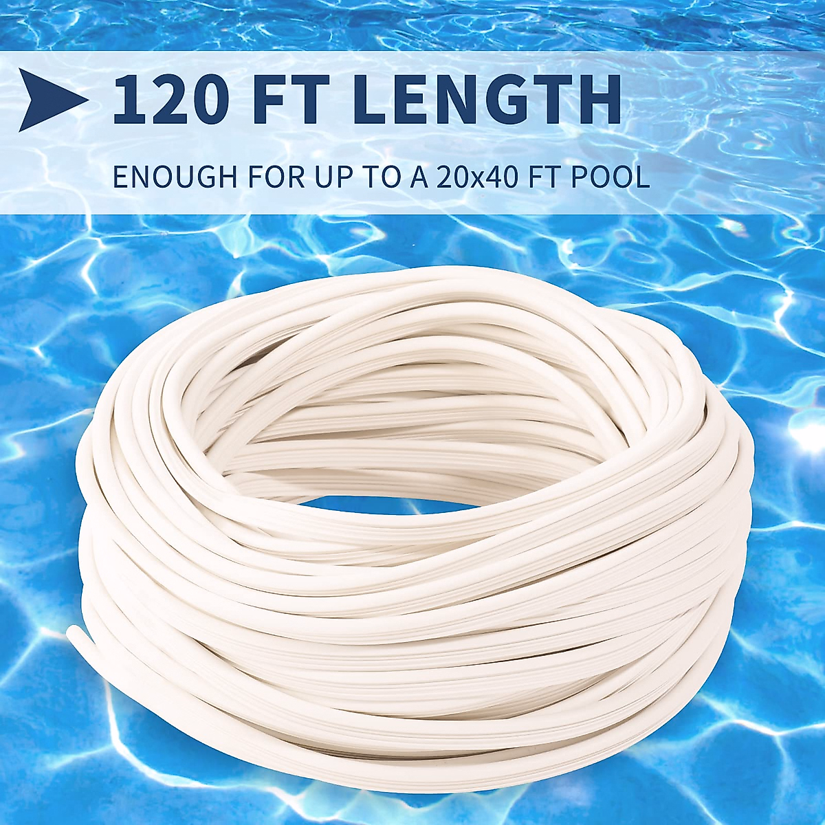 Swimming Pool Liner Locking Strips - 120ft White Pool Bead Wedge Lock Roll, Pliable Plastic Flexible Pool Liner Repair Kit Fit for most Above-Ground & In-Ground Swimming Pool Vinyl Beaded Liners