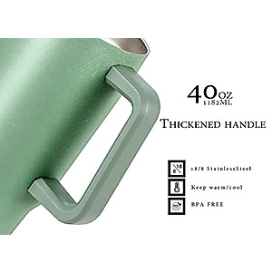 Murmioo 40OZ Tumbler with Handle and Straw,Insulated Leak Proof Double Walled Stainless Steel Travel Mug,Reusable Water Bottle Cup，keep Cold Ice，Hot water for Hours(Pink white gradient)