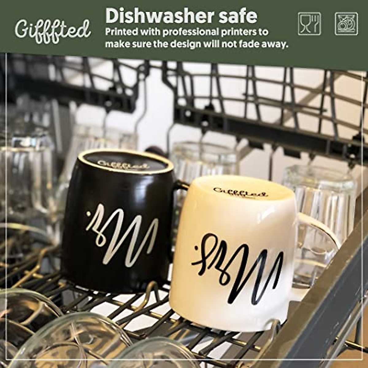 Triple Gifffted Couples Gifts For Christmas, Wedding Anniversary, Engagement - Valentines Day Mr and Mrs Mugs Couple Gift For Husband and Wife, His/Hers Men/Women Him/Her, Bride & Groom, Newlywed