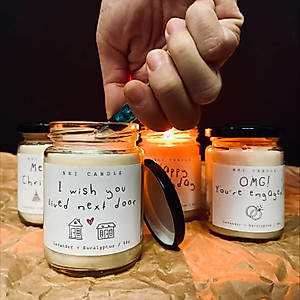 NHI Clothing Happy Birthday, Eucalyptus & Lavender Scented Soy Wax Candle for Home, 9oz Transparent Jar, Christmas Gifts for Women, Her, Teacher, Besties, Best Friend