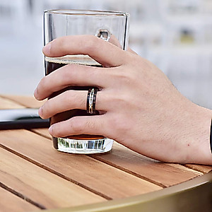 Vakki Unisex Tungsten Carbide Promise Rings for Him Wood and Abalone Shell Inlay Wedding Band Comfort Fit Size 10.5