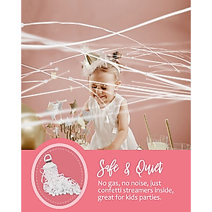 Battife 20Pack Streamers Poppers - White Hand Throw Confetti Poppers, No Mess Paper Crackers for Birthday Wedding Party Celebrations, White