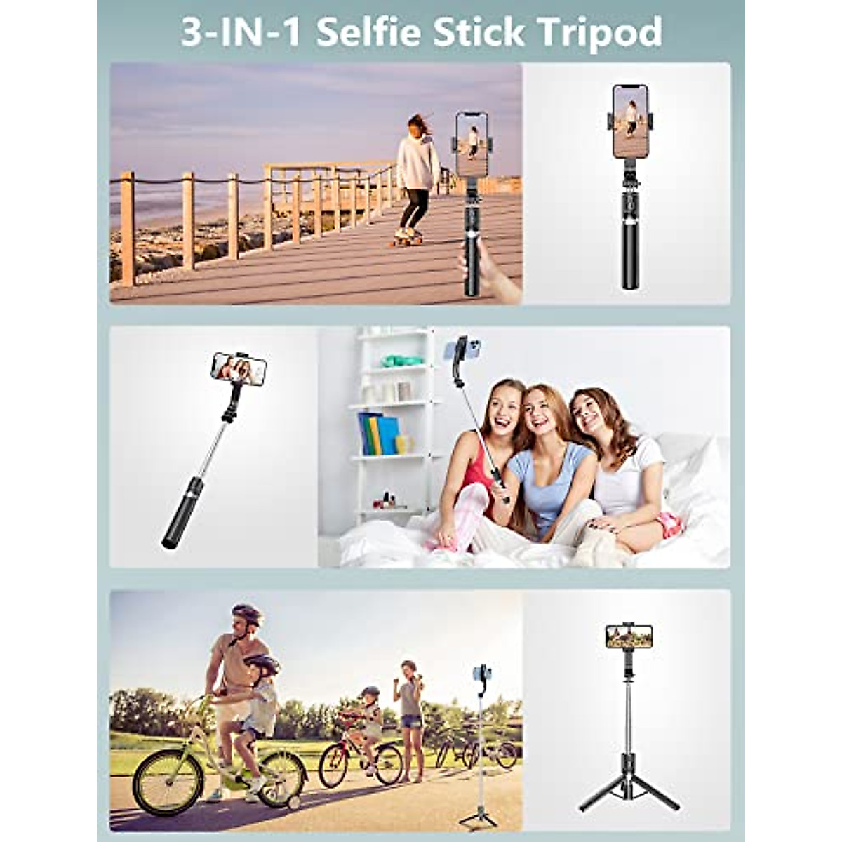 44.9 Inch Selfie Stick with Reinforced Tripod - 2 Fill Lights, Tupwoon Extendable & Portable Phone Tripod with Remote, Compatible with iPhone 14 Pro Max/13/12/11 Samsung Android