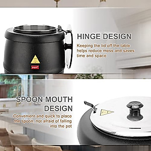 Valgus Commercial Grade 10.5QT Soup Kettle Warmer with Stainless Steel Hinged Lid, Detachable Pot,Temperature Control Knob for Big Family Gathering and Restaurant, Black
