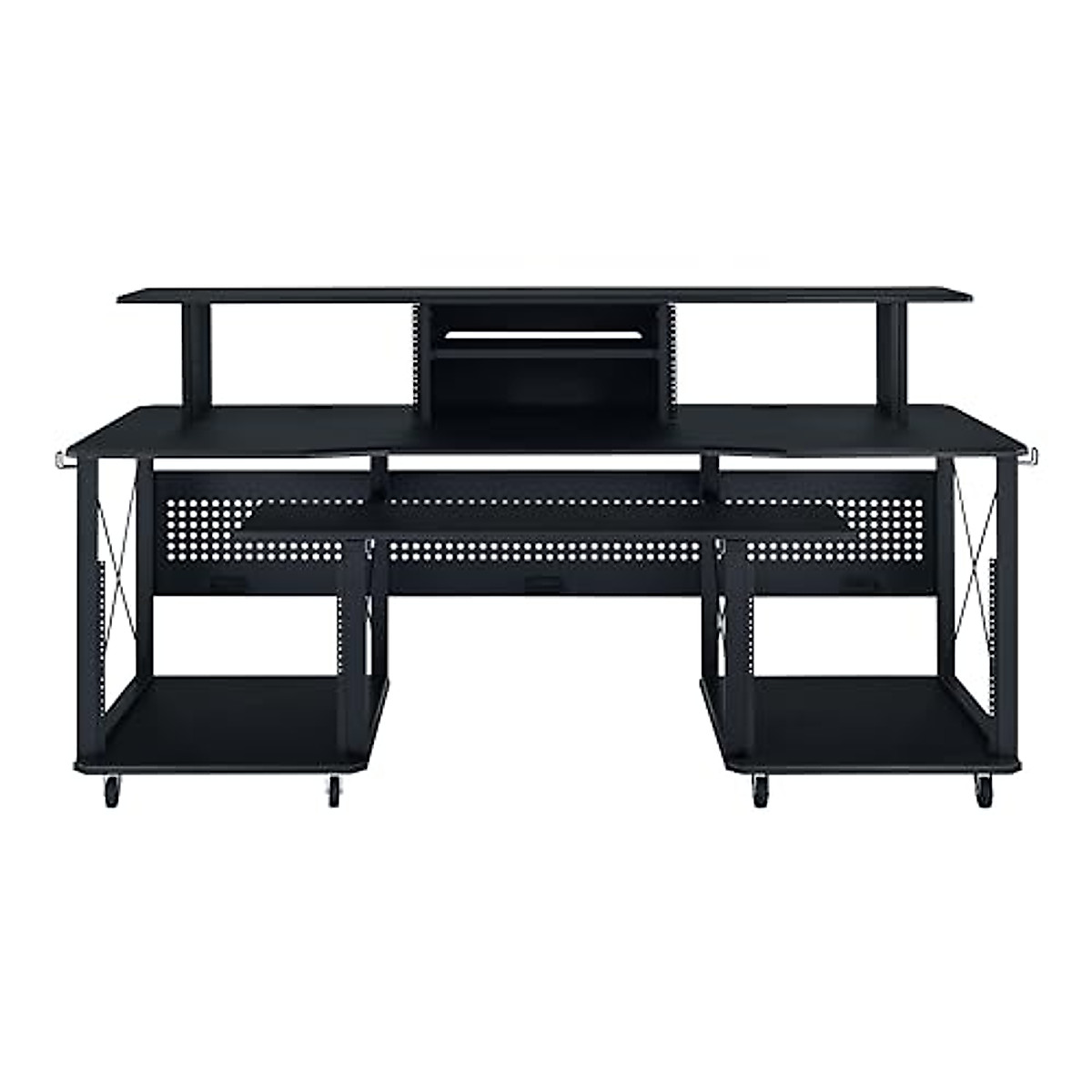 Acme Furniture Metal and Wooden Music Desk with Wheels, Black