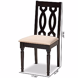 BOWERY HILL 17.9" Modern Oak Wood Dining Chair in Espresso/Sand (Set of 4)
