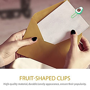 6Pcs Paper Clips Fruit-shape Bookmarks Paper Clamp Flexible Large Office Paperclips for Office School and Personal Use, avocado shape