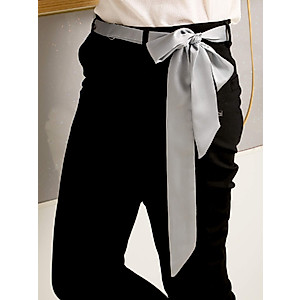 3 Pcs Scarf Skinny for Women Satin Scarf Belts Sash Necktie Neck Scarf Choker Solid Color Narrow Scarf (Black, White, Grey)