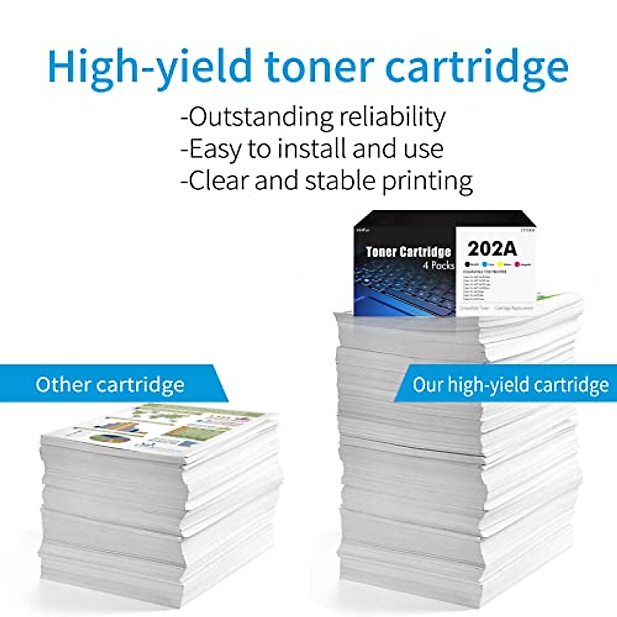 202A Toner Cartridges 4 Pack: Compatible Replacement for HP 202A 202X CF500X CF500A CF501A CF502A CF503A Color Pro MFP M281fdw M254dw M281fdn M254dn M254nw M281 M254 Printer Ink