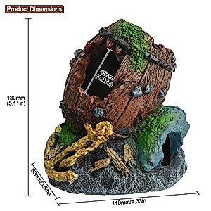 Saim Broken Barrel Aquarium Decorations,Resin Betta Cave Hideout Wood Trunk Log Hide Hut for Fish Tank Decor Fish Cave